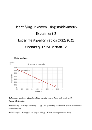 Post-lab report experiment 3 - Experiment 3 Determination of enthalpy ...