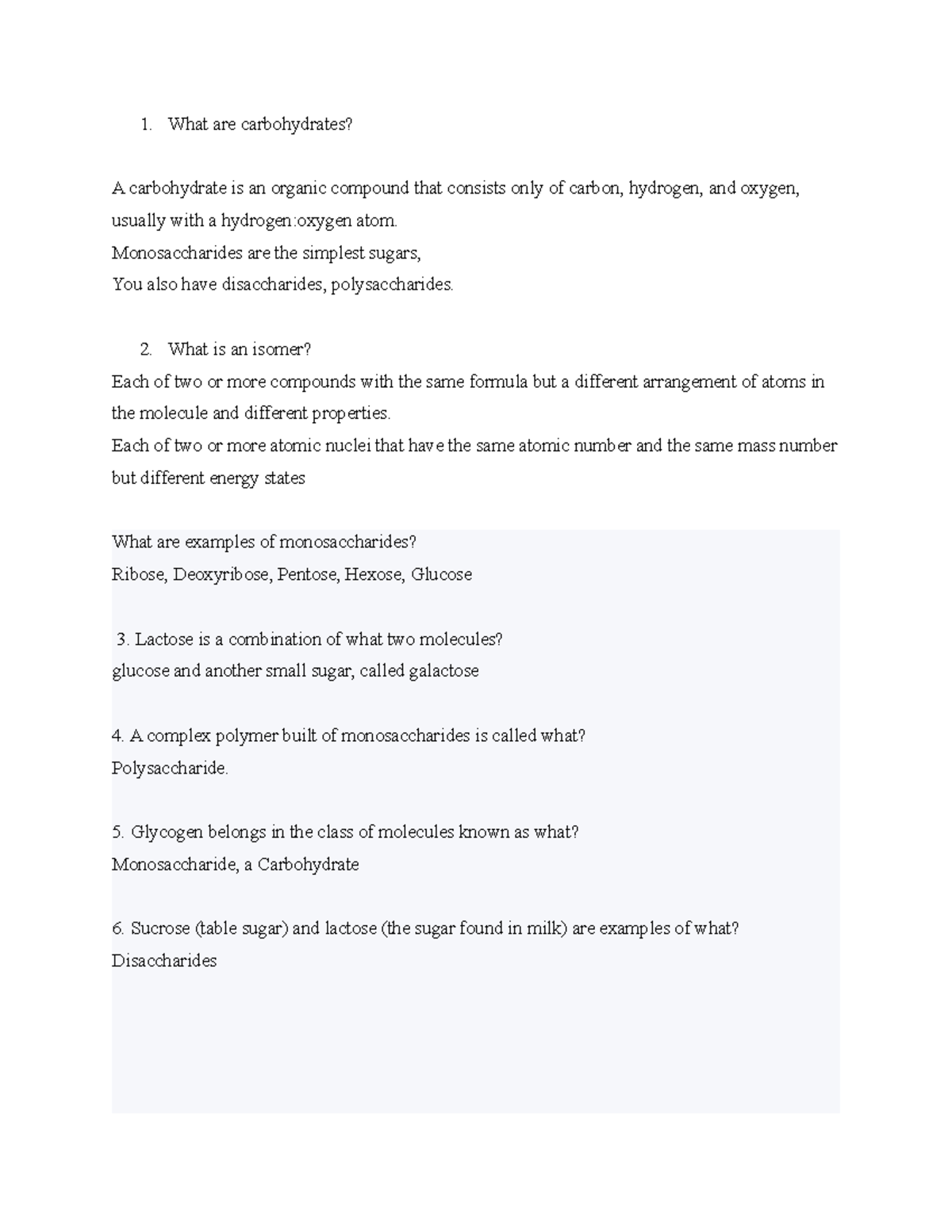 Week 8 HW - Description - What are carbohydrates? A carbohydrate is an ...