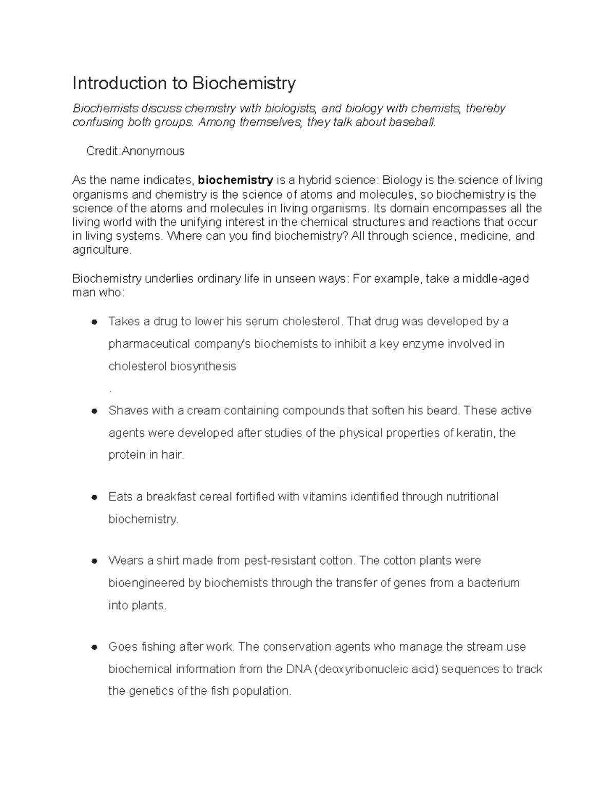8Introduction to Biochemistry - Introduction to Biochemistry ...