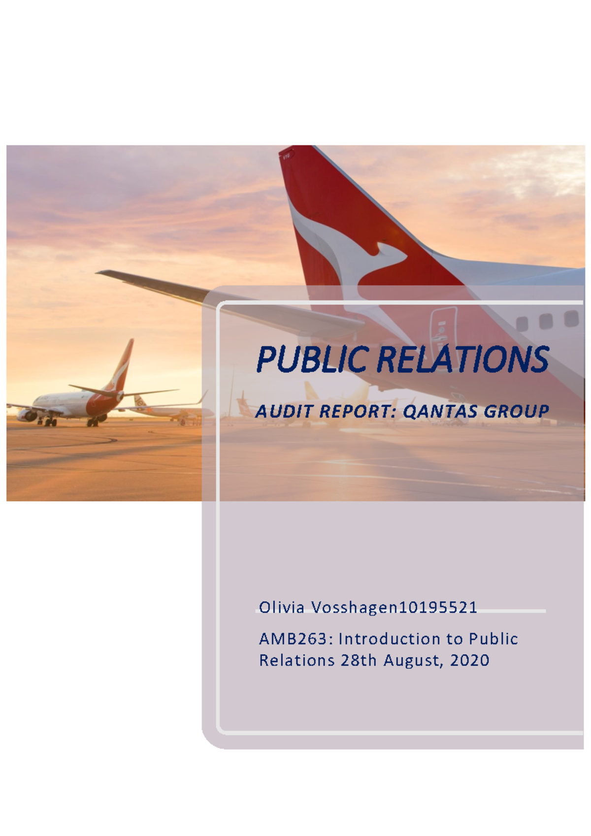 Public Relations: Audit Report - PUBLIC RELATIONS AUDIT REPORT: QANTAS ...