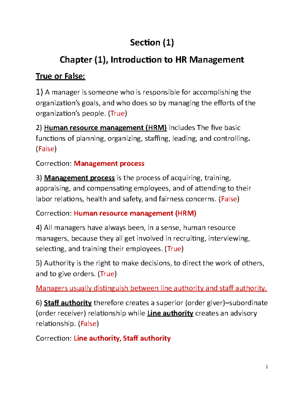 Section Solution 1 - human resources - Section (1) Chapter (1 ...