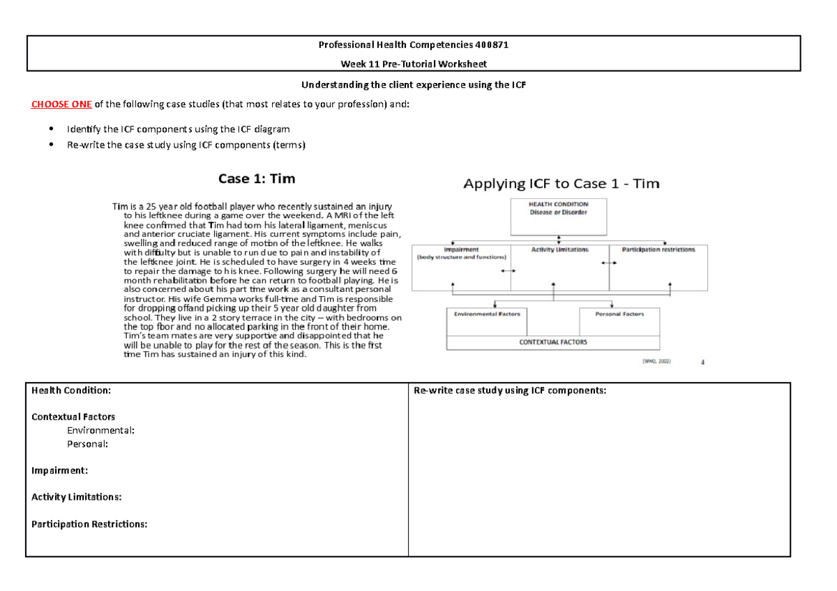 Wk 11 Pretutorial Student Worksheet 2019 - Professional Health ...