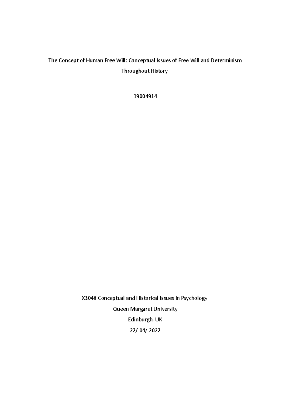 Conceptual ^0 Historical Issues In Psychology - Free Will - The Concept ...