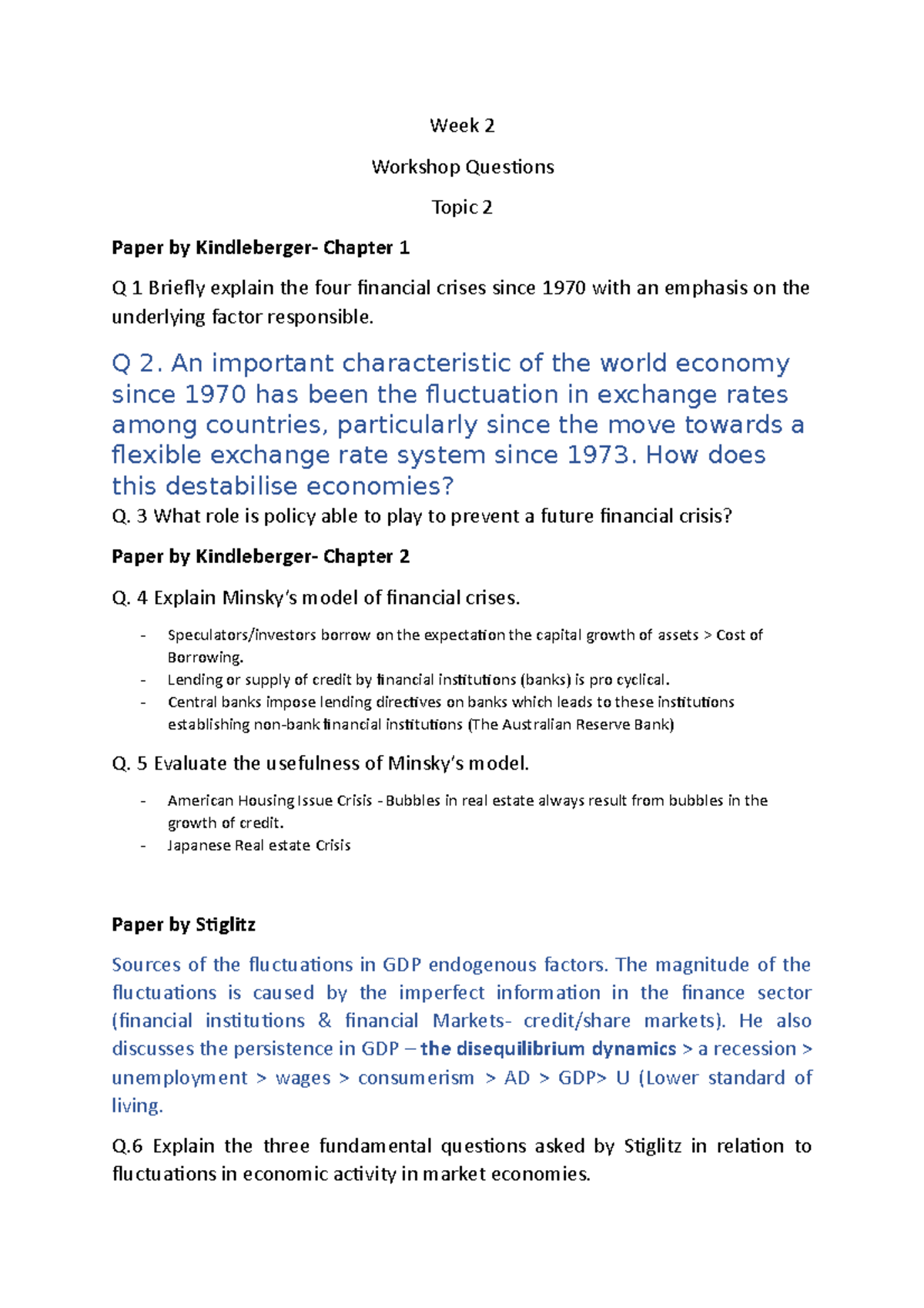 Workshop Questions Week 2 - History's Crises - Week 2 Workshop Questions Topic 2 Paper by - Studocu