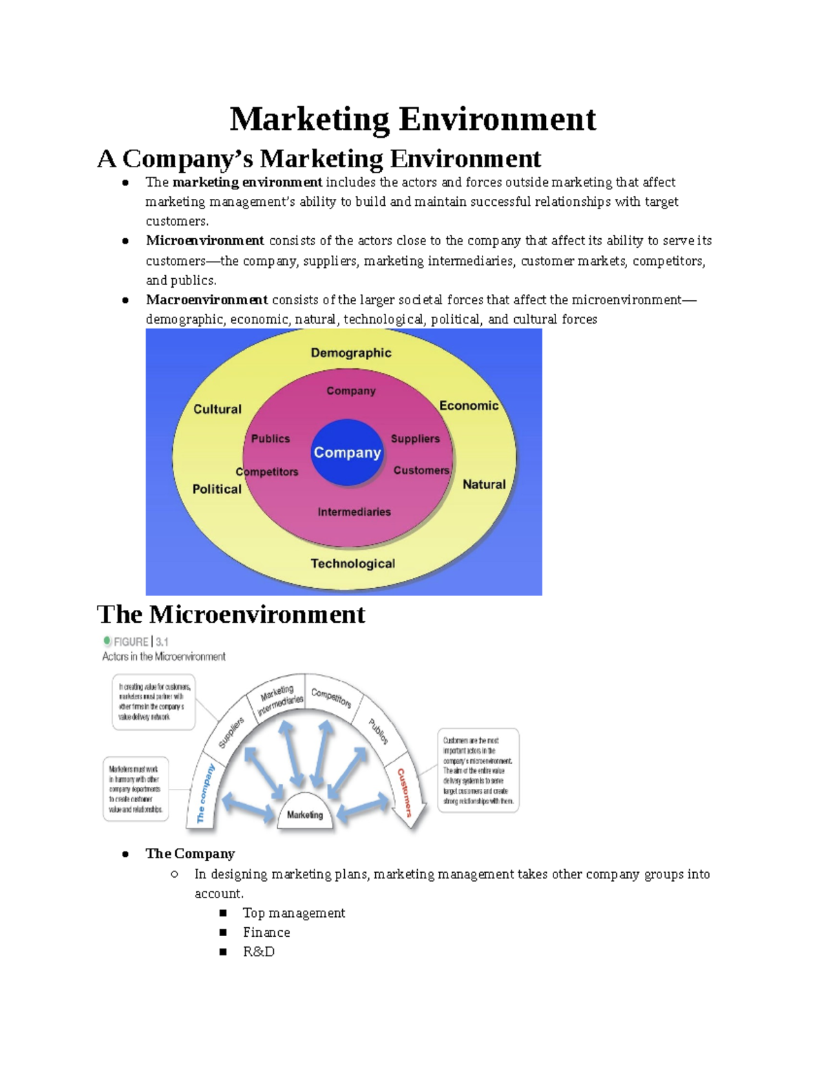 Marketing Environment - Microenvironment consists of the actors close ...