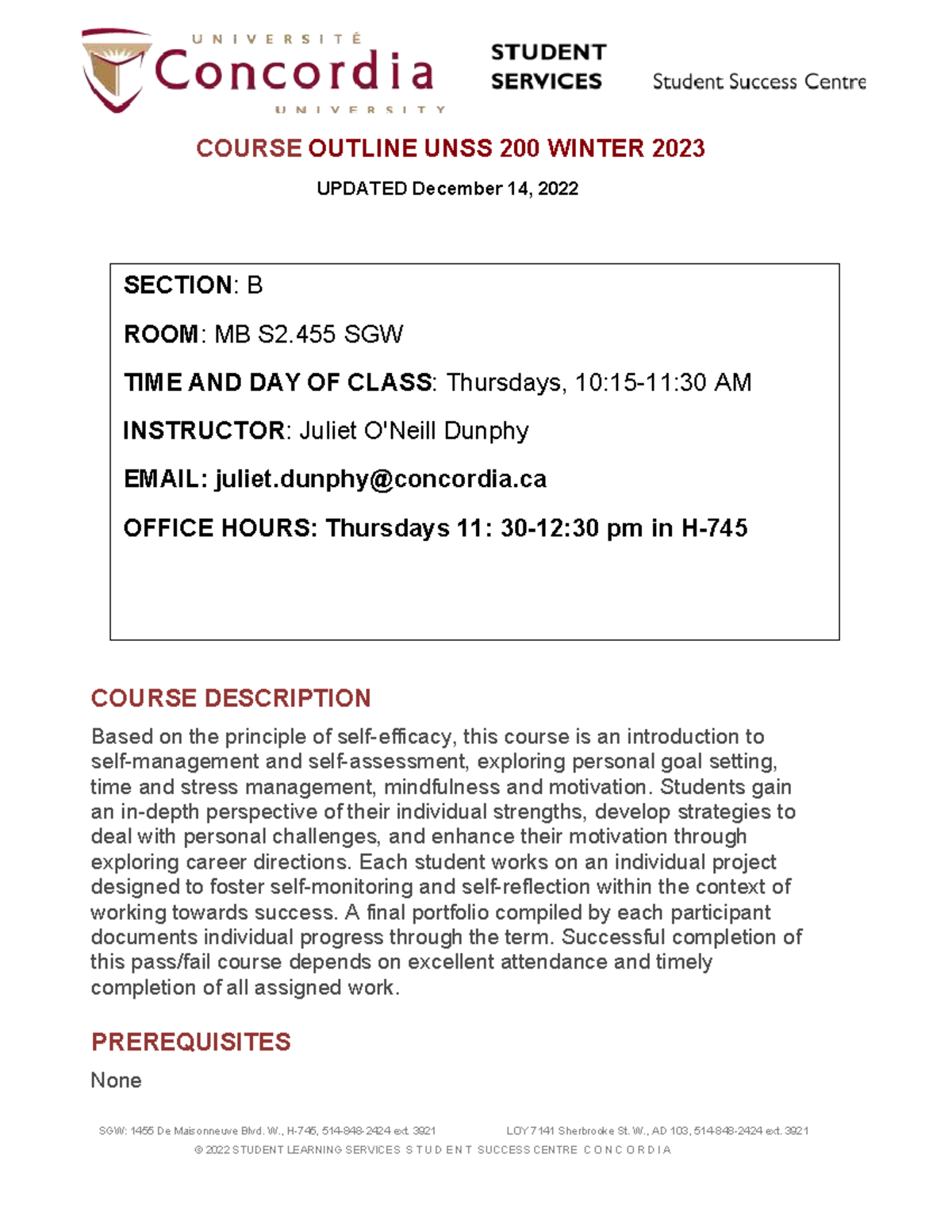 Course Outline Winter 2023 - SGW: 1455 De Maisonneuve Blvd. W., H-745 ...