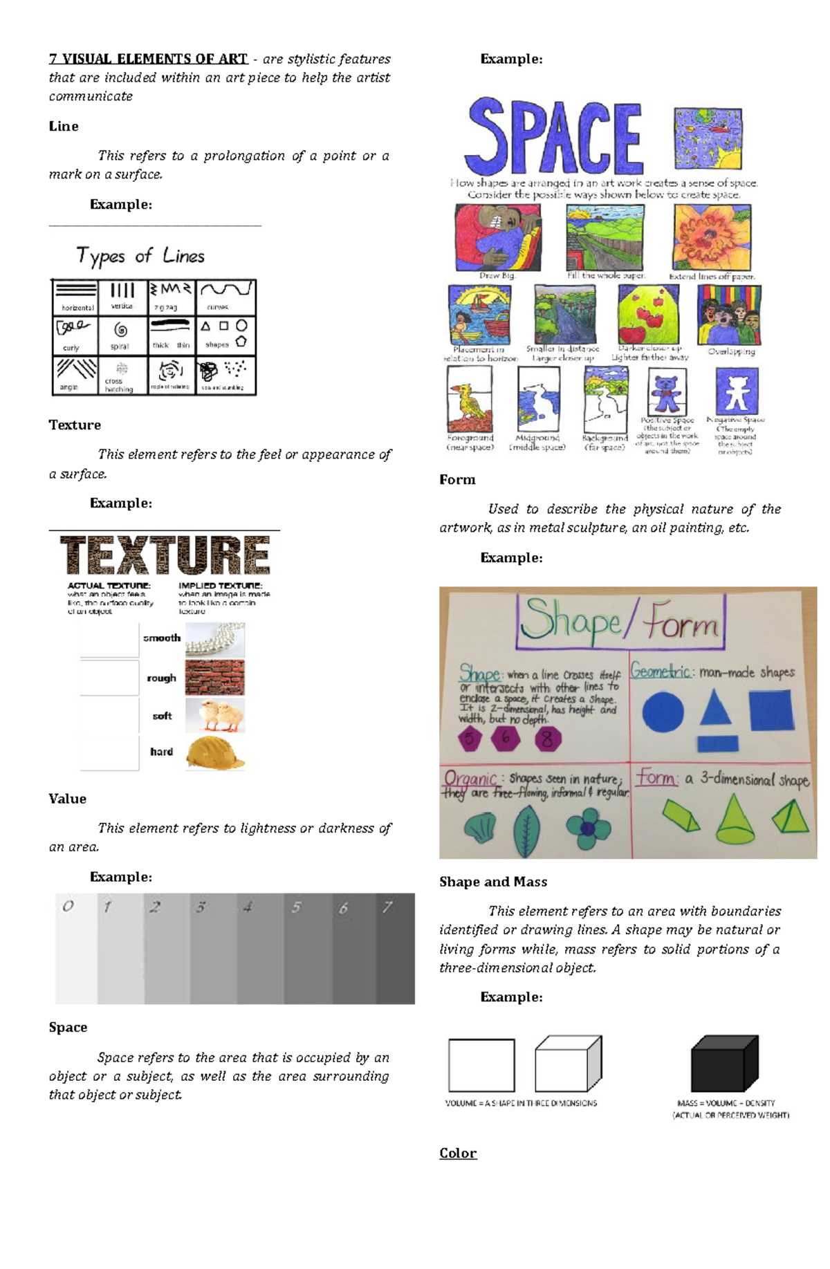 Contempo-notes - Review notes from Lesson 1 to 4 - 7 VISUAL ELEMENTS OF ...