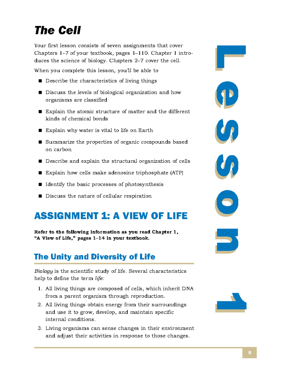 Study guide biology - 2 - ####### 9 L e s s o n 1 L e s s o n 1 The ...