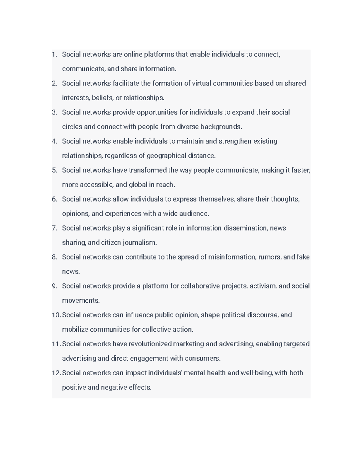 Social networks and their impact Notes - Social networks are online ...