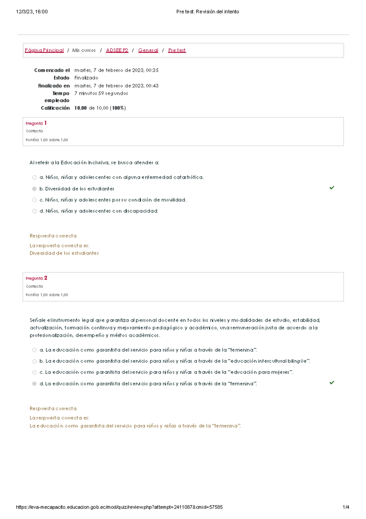 Participación de la comunidad educativa Revisión del intento - 12/3/23, 18:57 Participación de ...