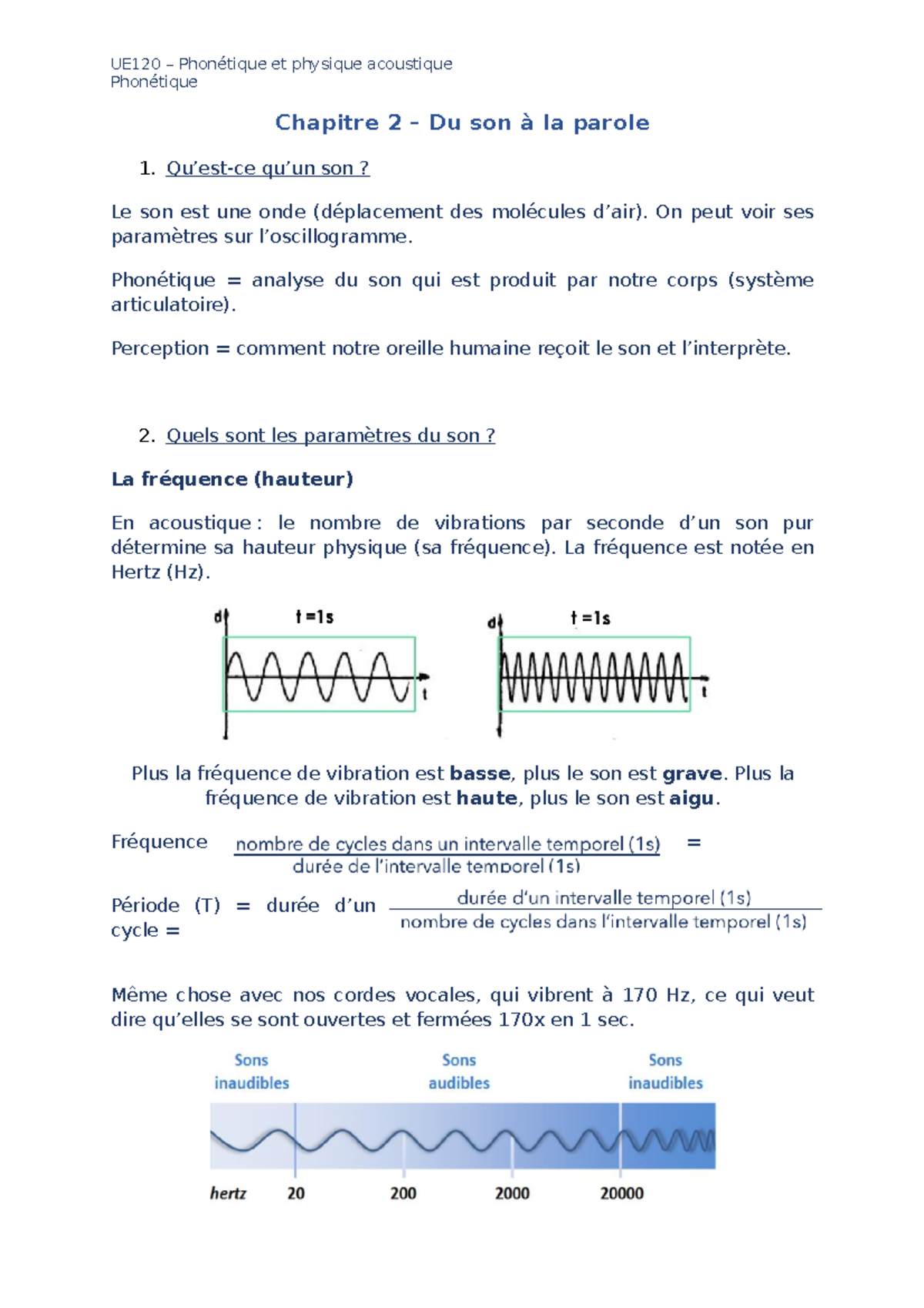 Phonétique - Chapitre 2 - Phonétique Chapitre 2 – Du son à la parole Qu ...