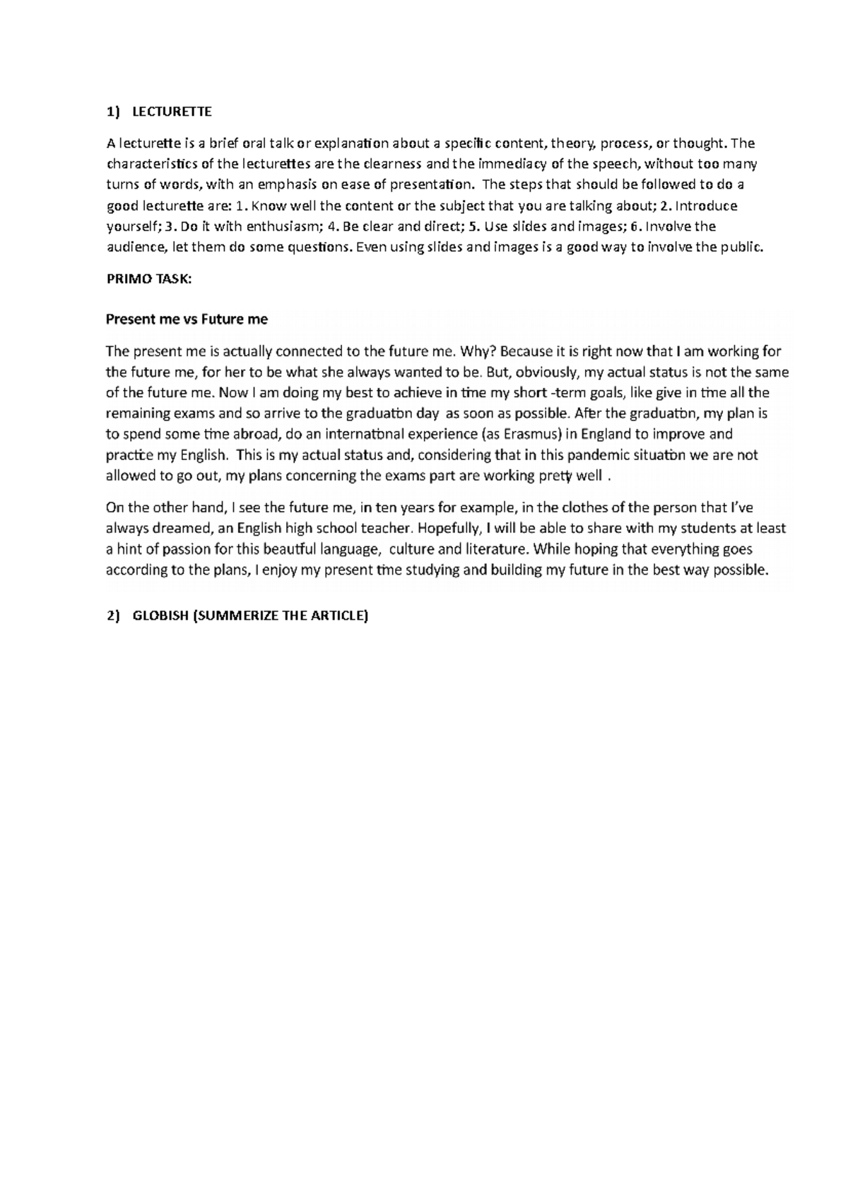 Lecturette - 1) LECTURETTE A lecturette is a brief oral talk or ...