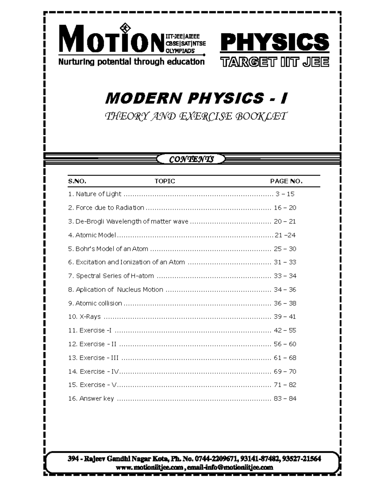 Theory-jeemain - Jee main +Advanced - MODERN PHYSICS - I THEORY AND ...