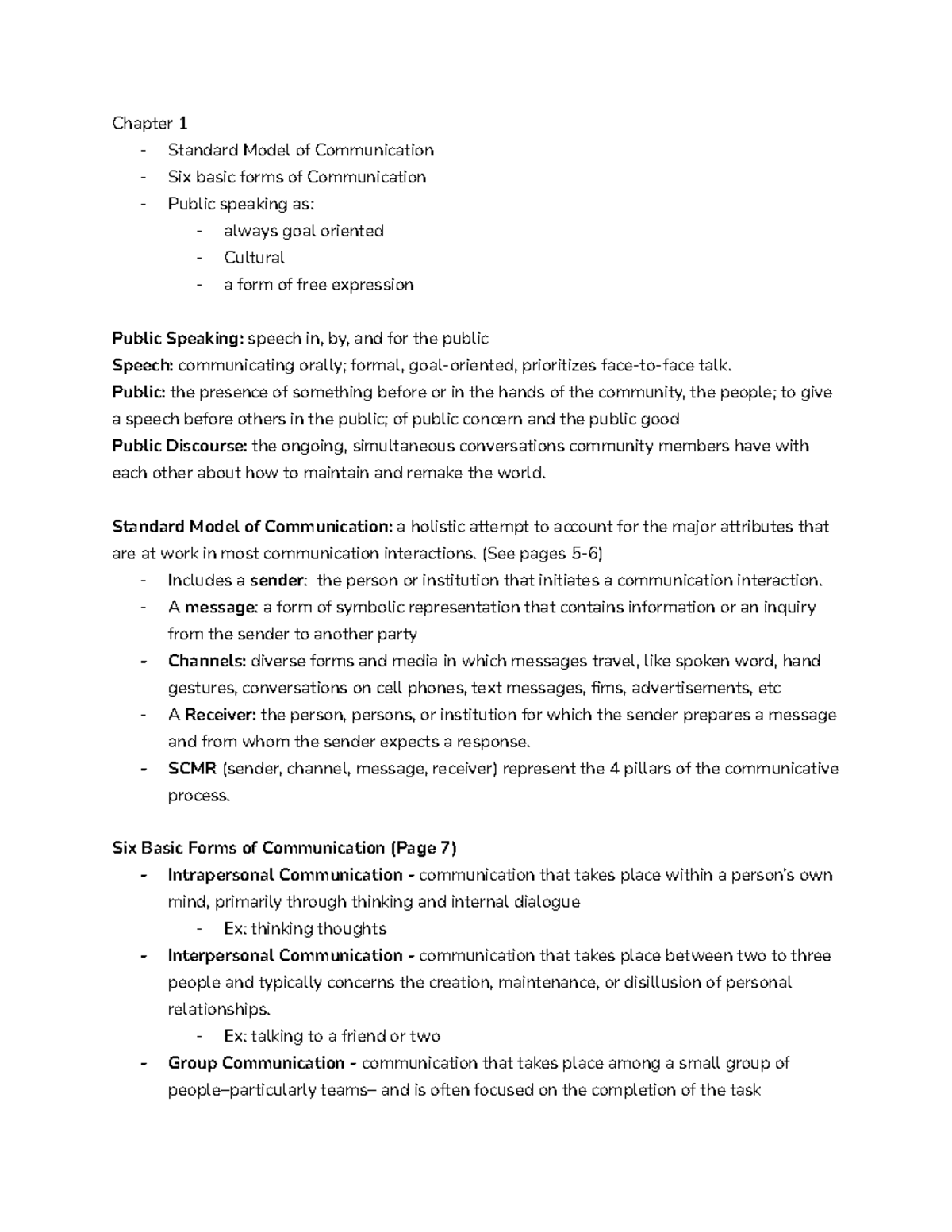 SPCM 200 public speaking final exam study guide - Chapter 1 - Standard ...