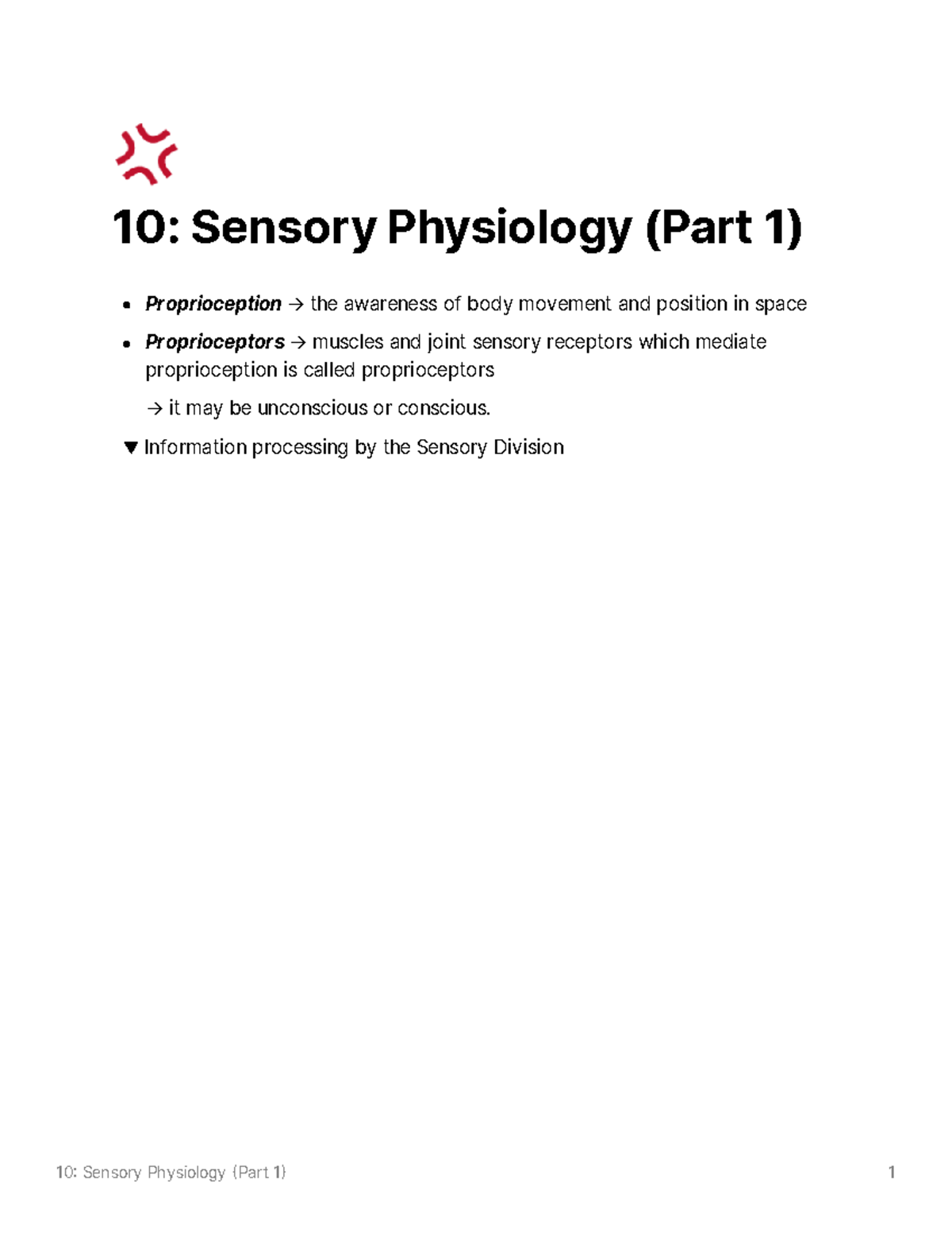 10 Sensory Physiology (Part 1) - 💢 10: Sensory Physiology (Part 1 ...