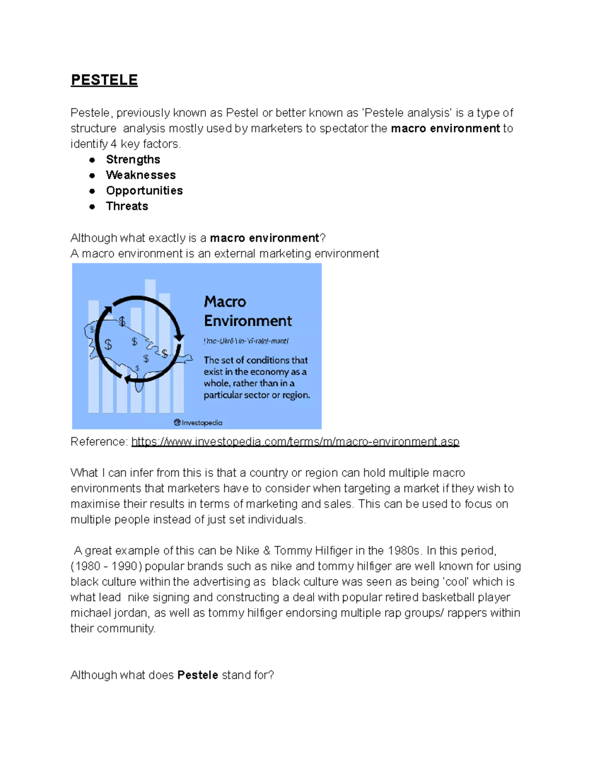 Pestele - Unit 2 - PESTELE Pestele, previously known as Pestel or ...