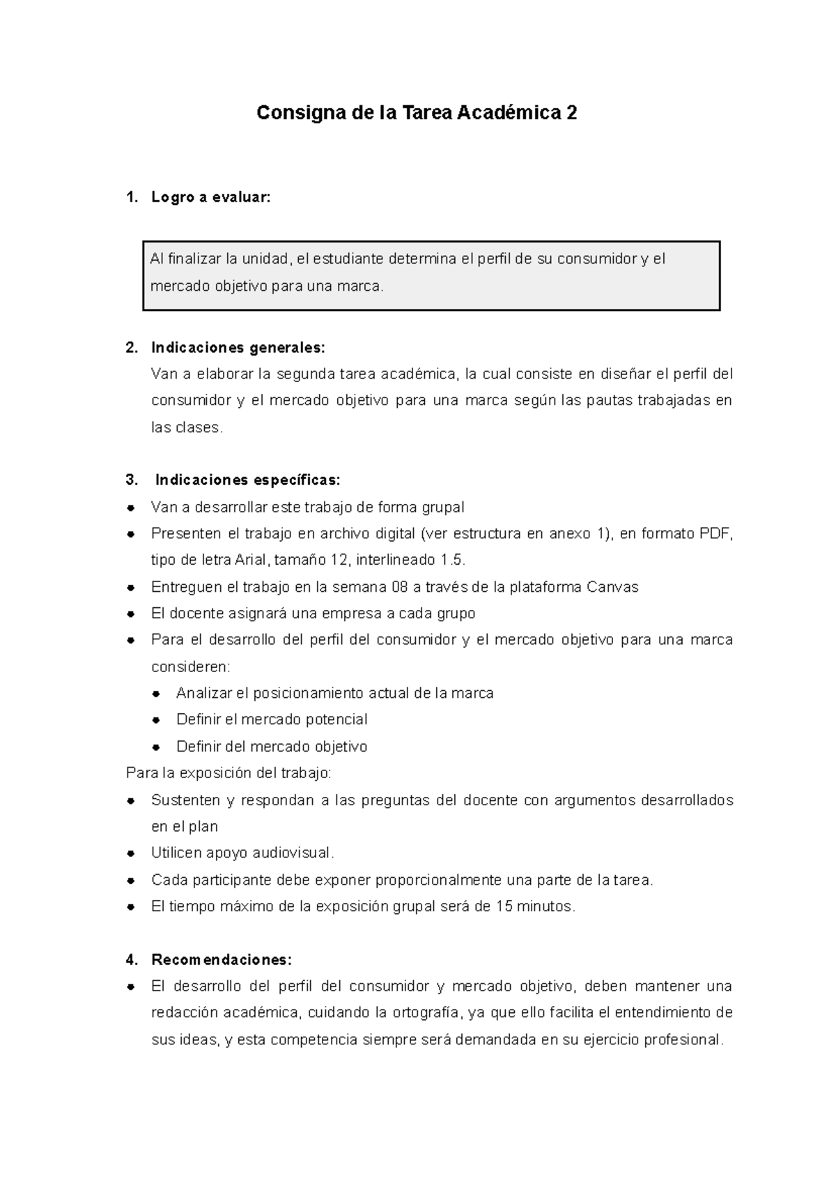 GC AN40 Consigna TA2 21C2A - Consigna de la Tarea Académica 2 1. Logro a evaluar: Al finalizar ...