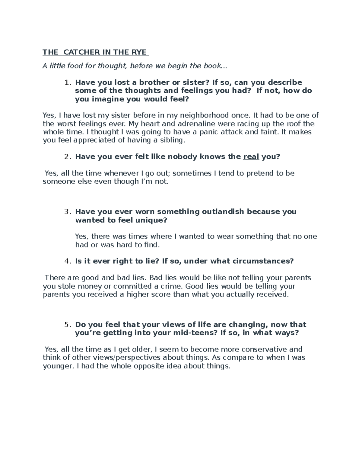 Catcher Rye Reading Log - THE CATCHER IN THE RYE A little food for ...