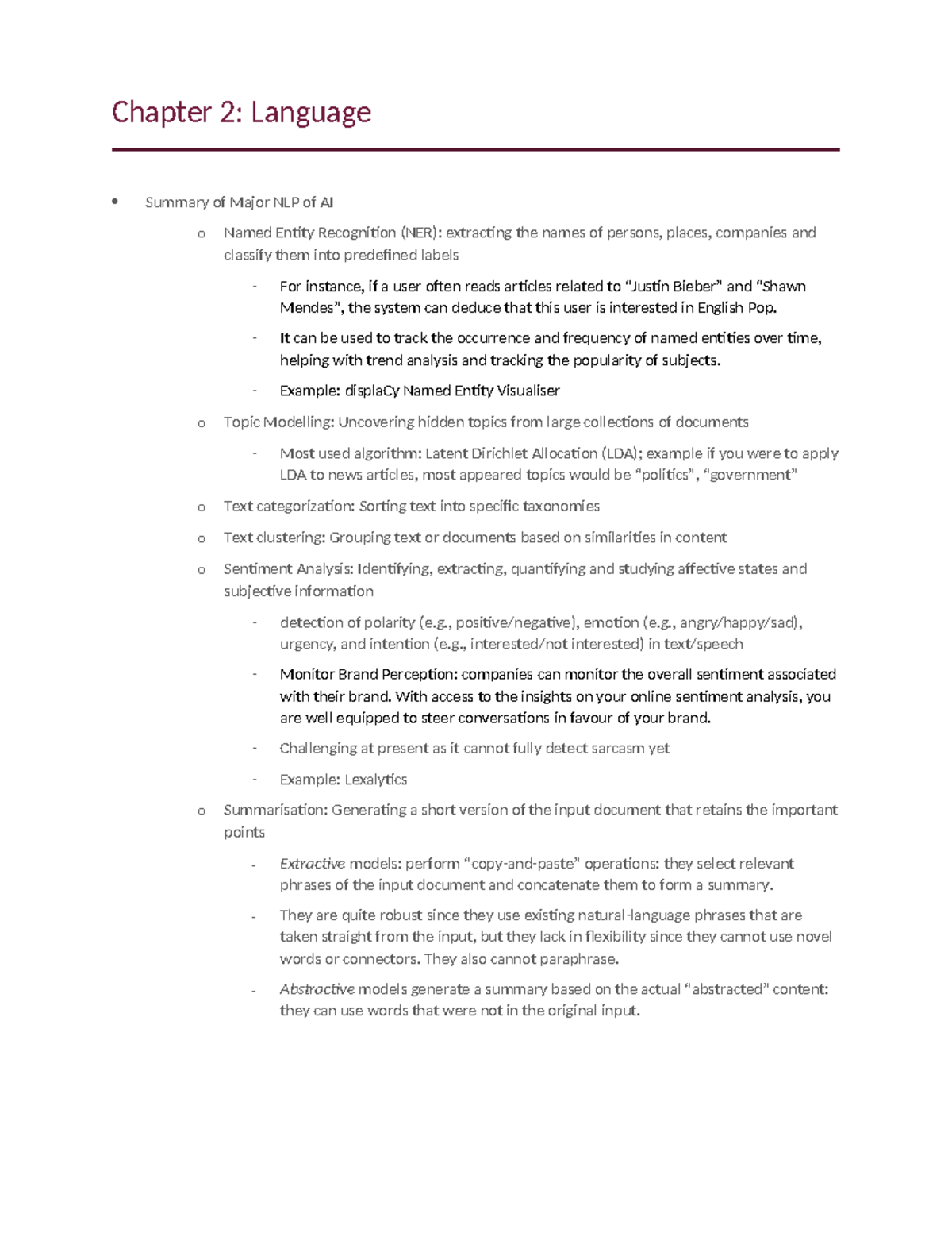 HS1501 - Summary artificial intelligence - Chapter 2: Language Summary ...
