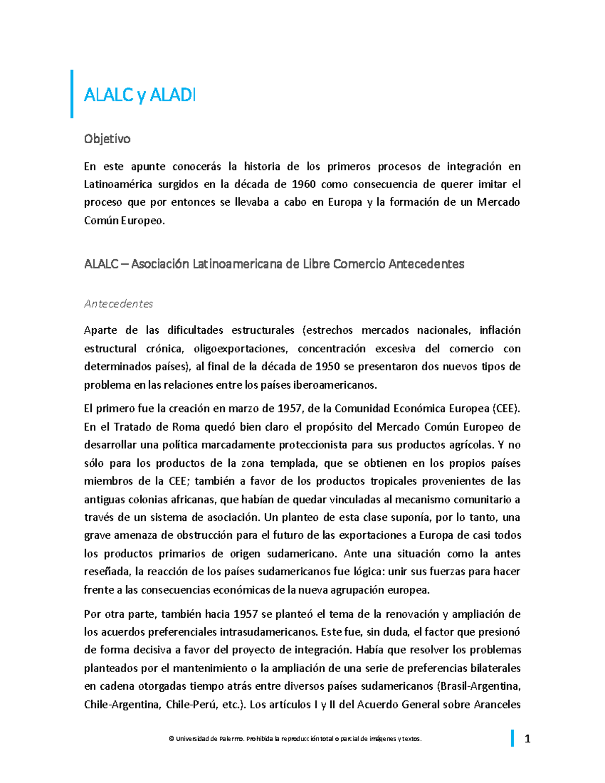 204 APU Alalc y Aladi V1 1 - ALALC y ALADI Objetivo En este apunte ...