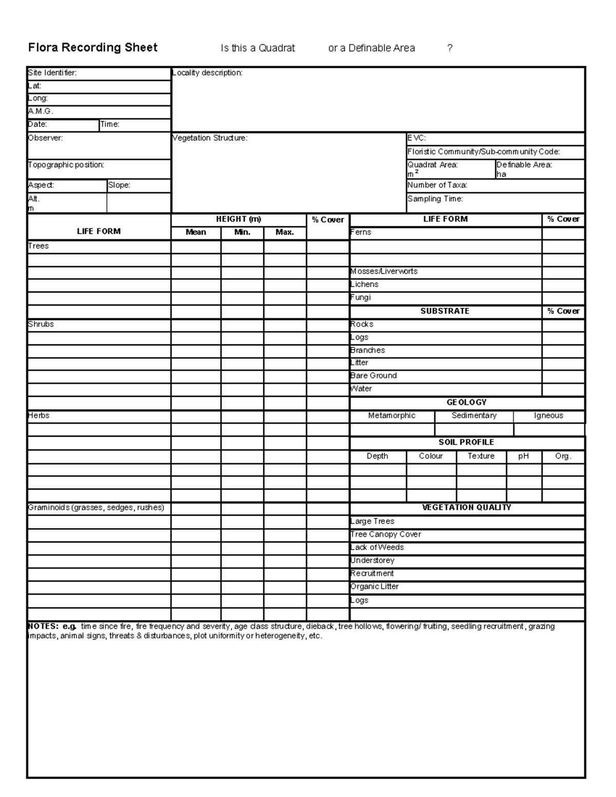Microsoft Word - Flora Recording Sheet - Flora Recording Sheet Is this ...
