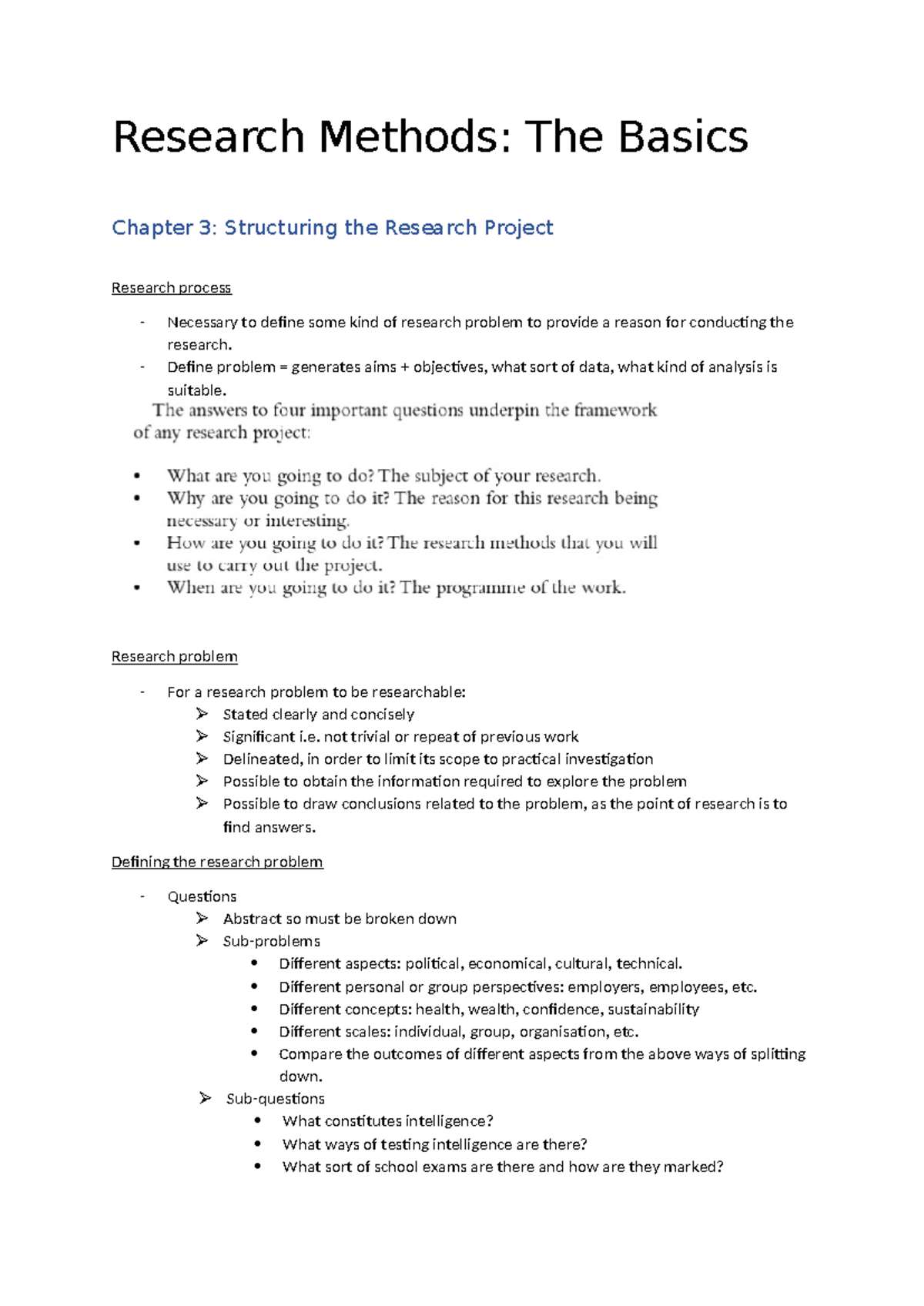 Research Methods CH3 Notes - Research Methods: The Basics Chapter 3 ...
