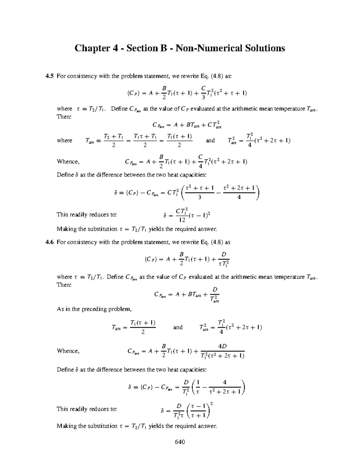 Chapter 4 B - 화공열역학 연습문제 - Chapter 4 - Section B - Non-Numerical Solutions 4 For consistency ...