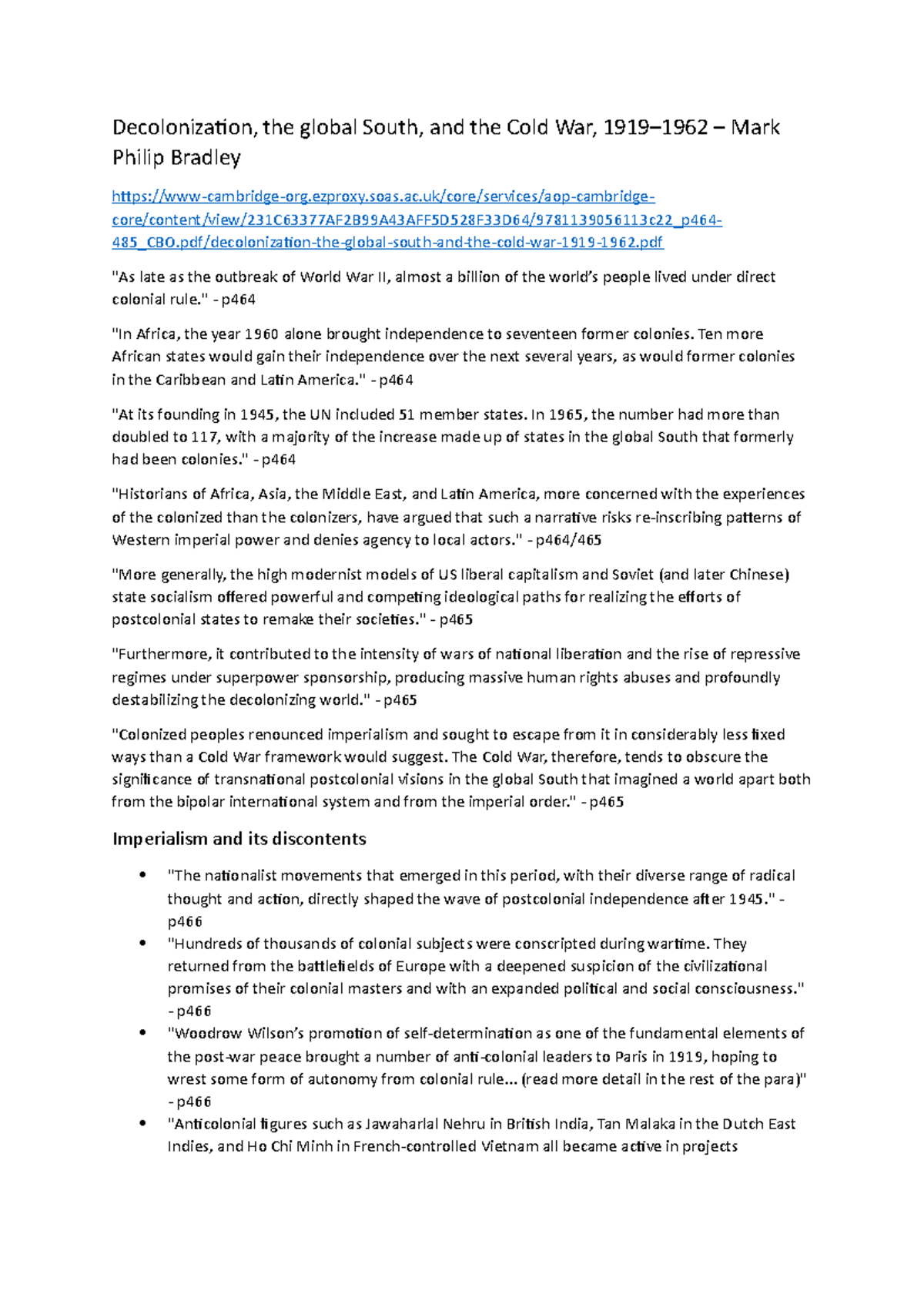 Decolonization, the global South, and the Cold War - ezproxy.soas.ac ...