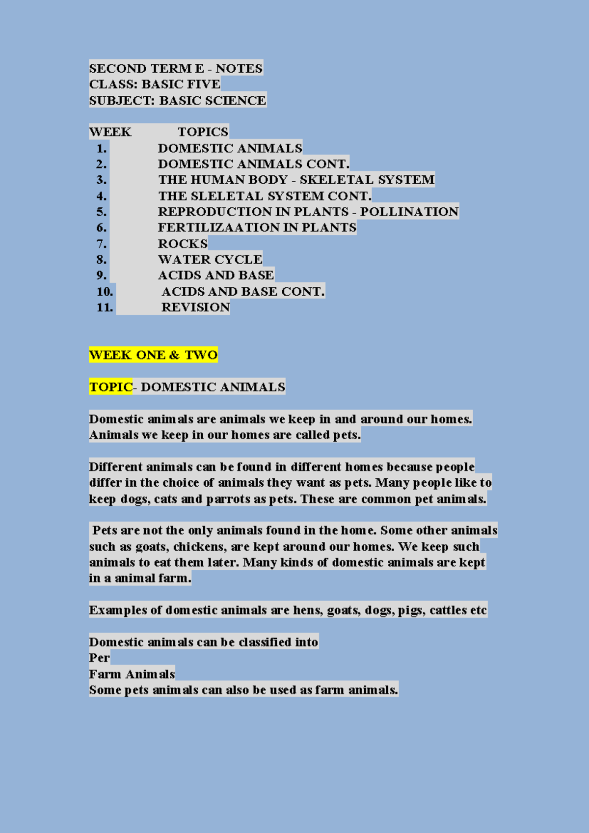 Basic Science E NOTE (2ND TERM) - SECOND TERM E - NOTES CLASS: BASIC ...
