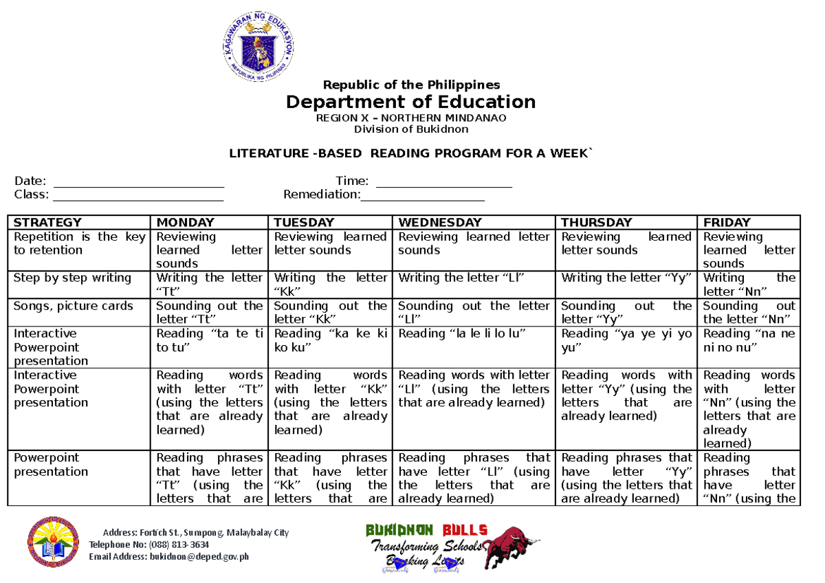 LRCP Literature Based Reading-Plan Sarah - Republic of the Philippines ...