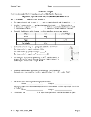 05 Recognizing Forces - Newton's Laws Name: Recognizing Forces Read ...