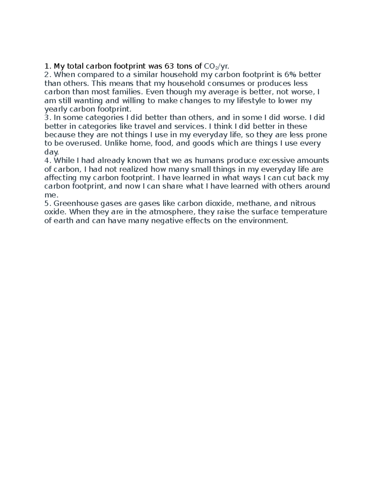 Greenhouse gases - Carbon emissions discussion post - My total carbon ...
