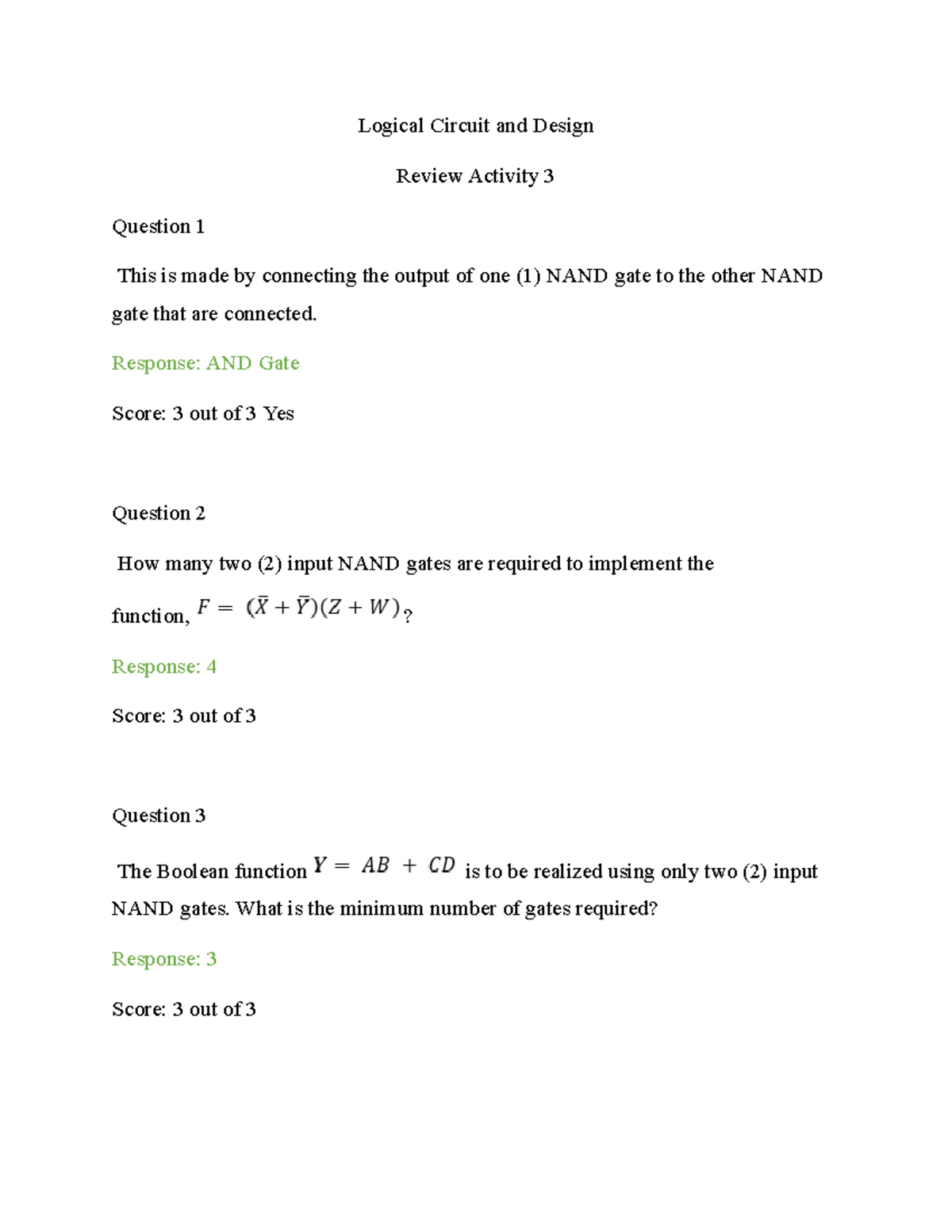 Logical Circuit and Design Activity 3 - Logical Circuit and Design ...