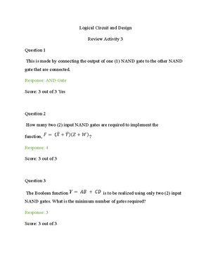 Logical Circuit and Design Activity 2 - Logical Circuit and Design ...