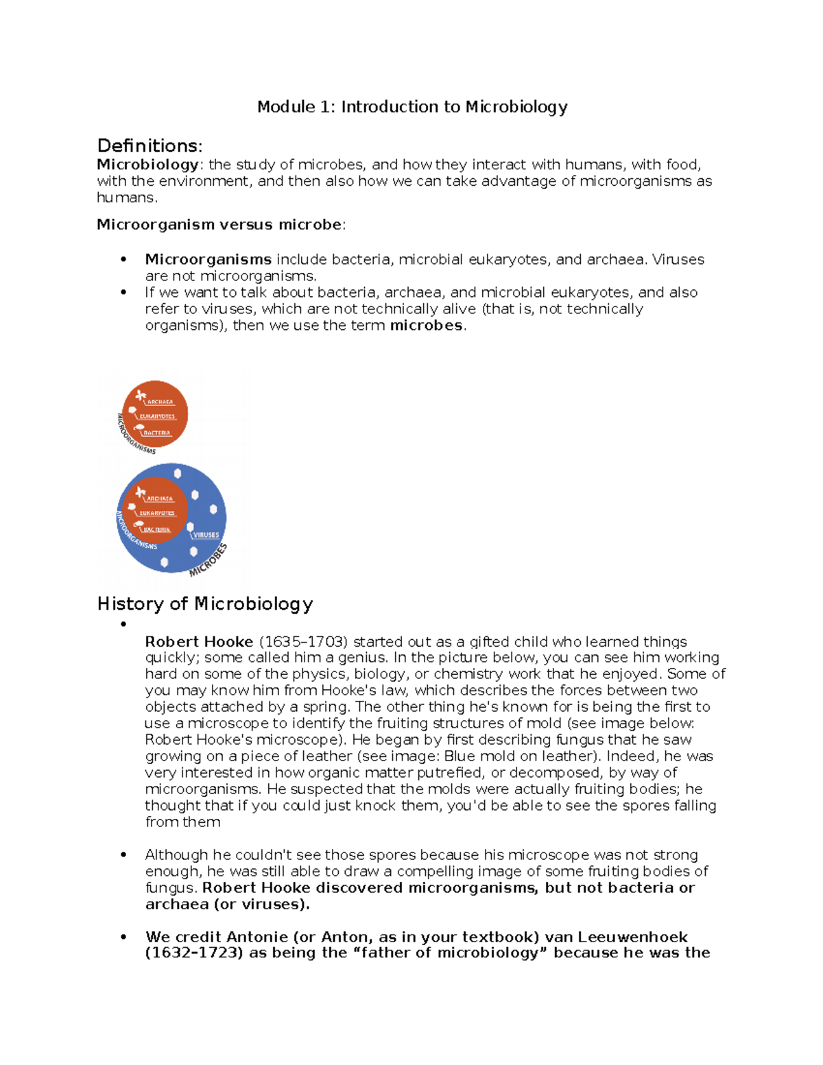Module 1 - Module 1: Introduction to Microbiology Definitions ...