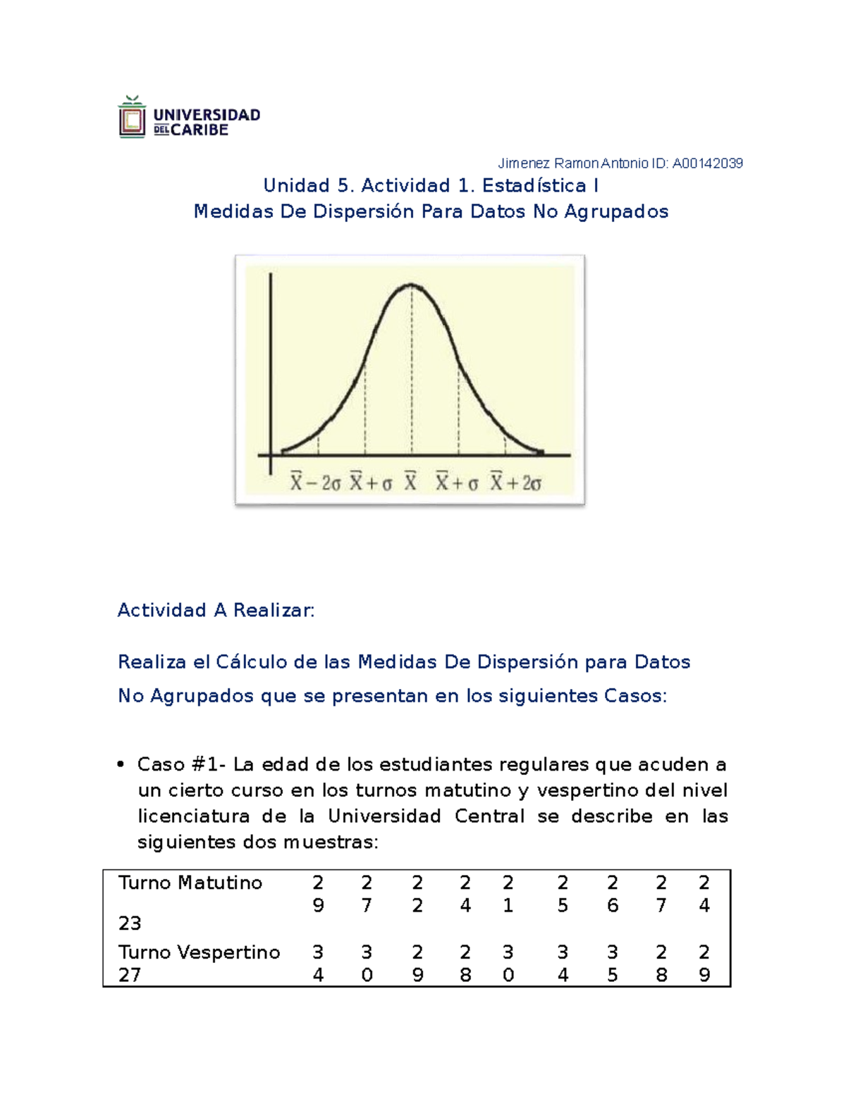 Unidad 5,actividad 1 - Unidad 5. Actividad 1. Estadística I Medidas De Dispersión Para Datos No ...