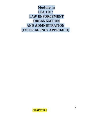 LEA-Module-No - Law Enforcement - Module in LEA 101: LAW ENFORCEMENT ORGANIZATION AND ...