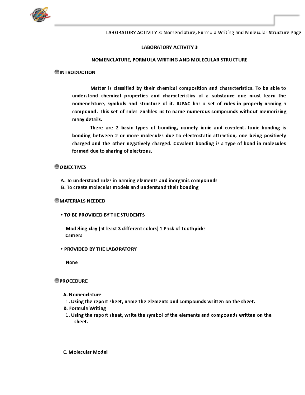 Labrep-3- Nomenclature, Formula Writing AND Molecular Structure-e ...