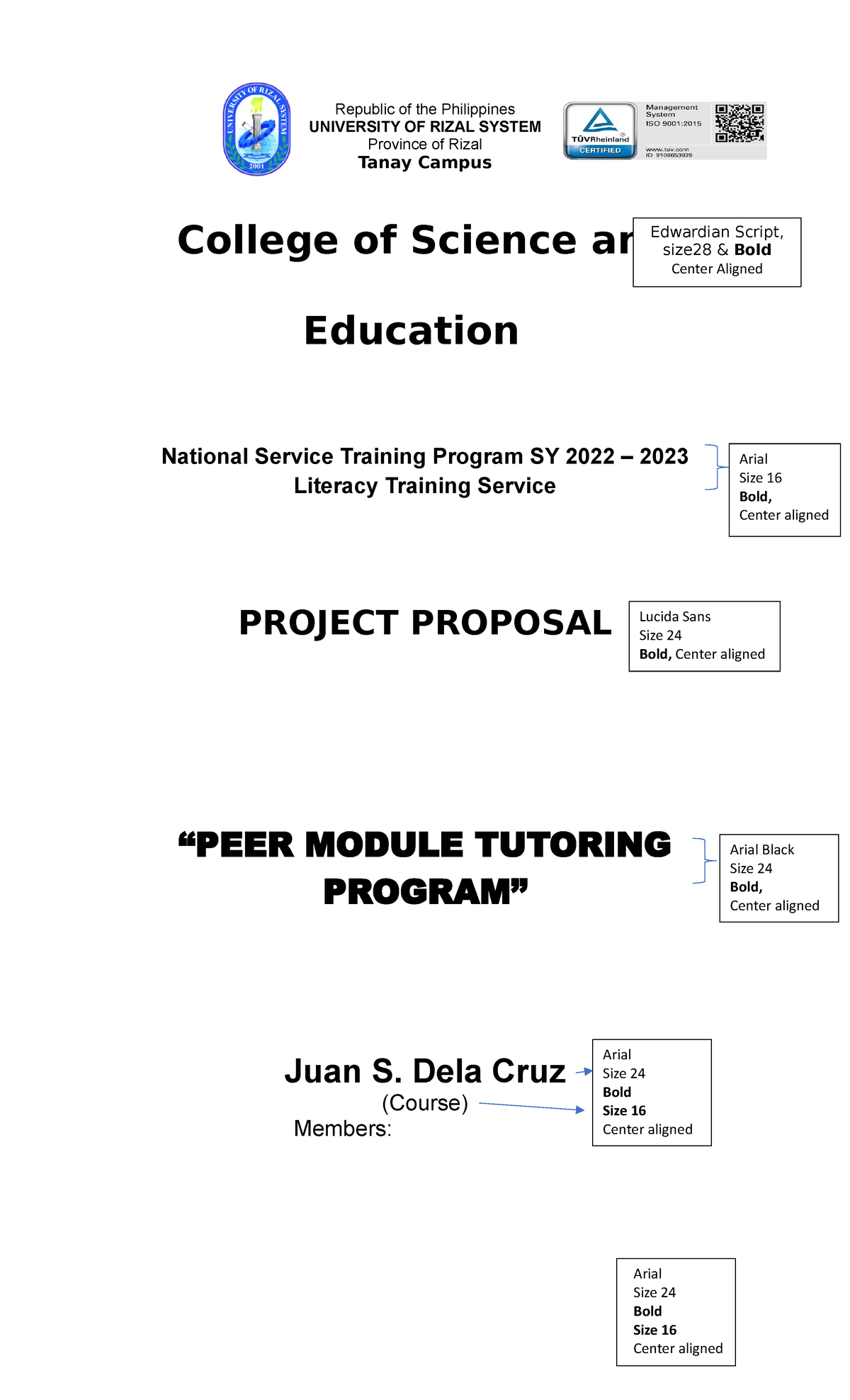 Template Project Proposal LTS - Republic of the Philippines UNIVERSITY ...
