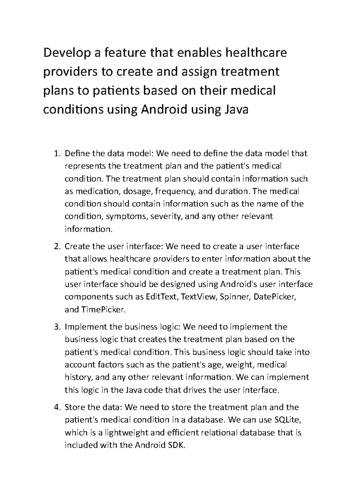 Develop a feature that enables healthcare Android using java - Develop a feature that enables ...