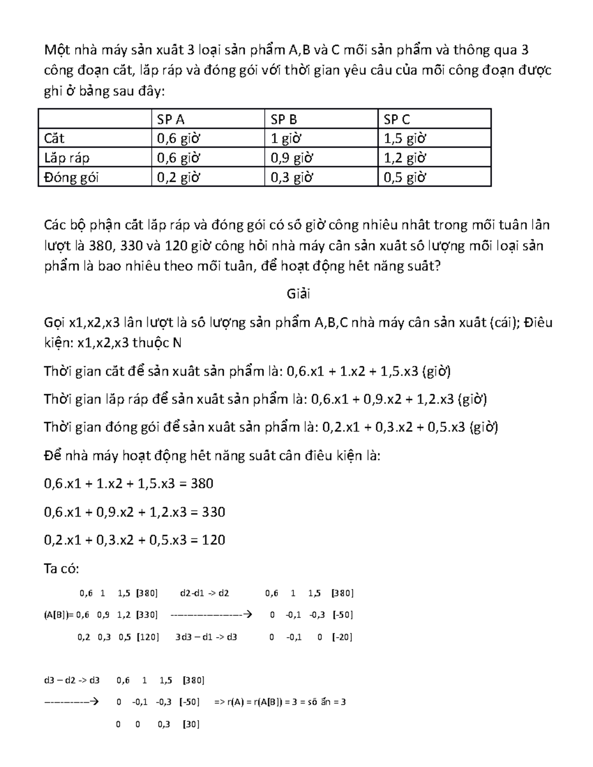 Bài toán thực tế Hpttt - abcdefghikl - M t nhà máy s n xuấất 3 lo i s n ph m A,B và C mỗỗi s n ...