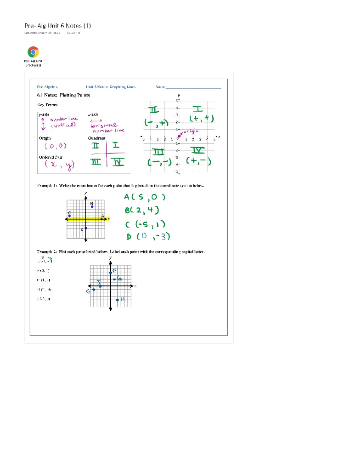 Pre Alg Unit 6 Notes filled out - COMM 105 - Studocu