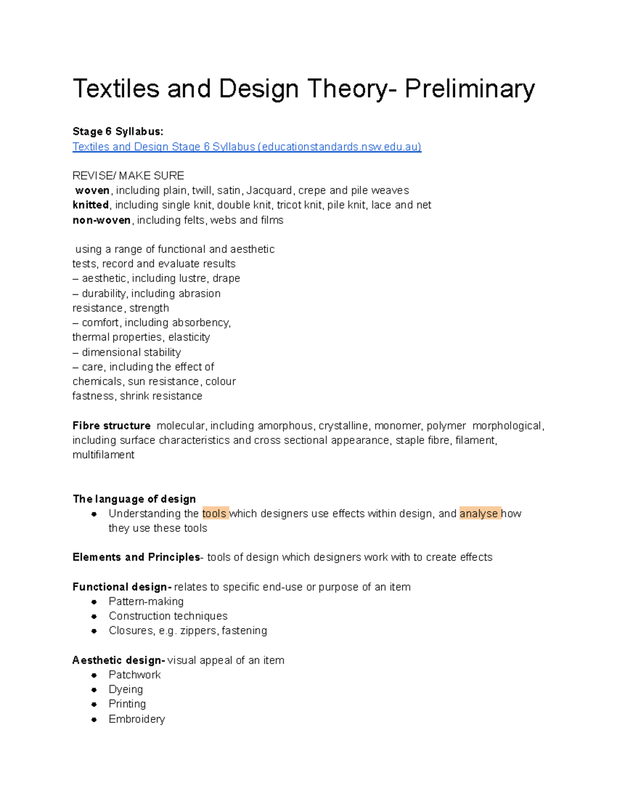 Prelim- Textiles and Design Theory - Textiles and Design Theory ...