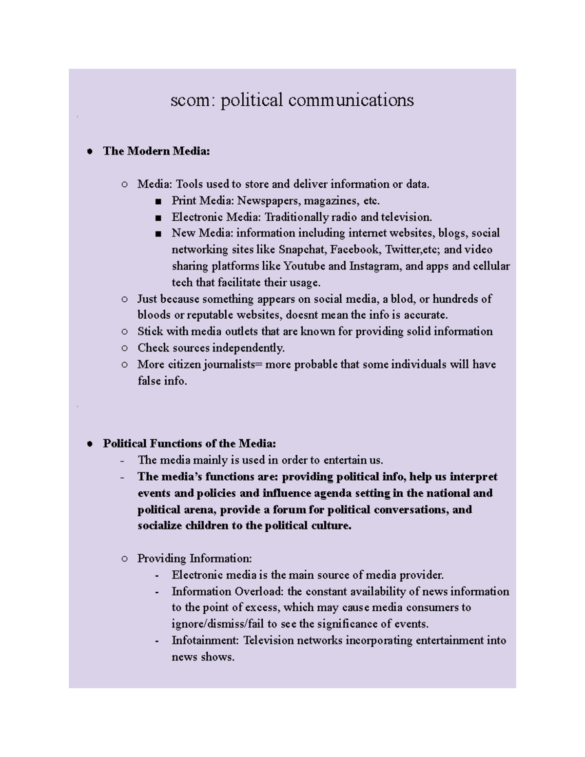 Scom political communications - SCOM 1000 - GSU - Studocu