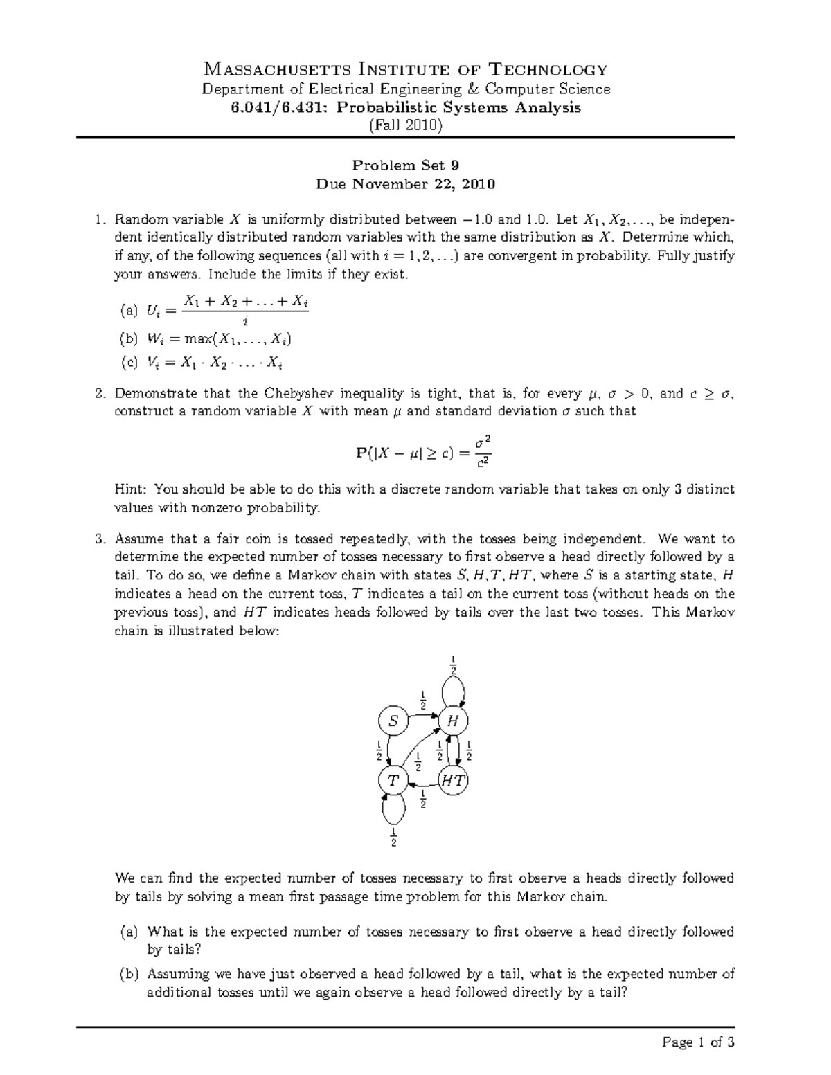 Seminar assignments - Assignment 9 with solutions - Massachusetts ...