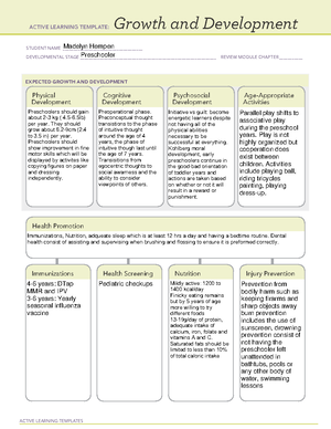 ATI Growth & Development Infant - NURS 464 - ACTIVE LEARNING TEMPLATES ...