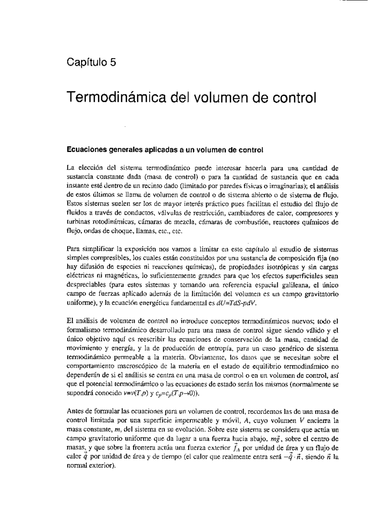 Termodinamica del volumen de control - Capítulo 5 Termodinámica del ...
