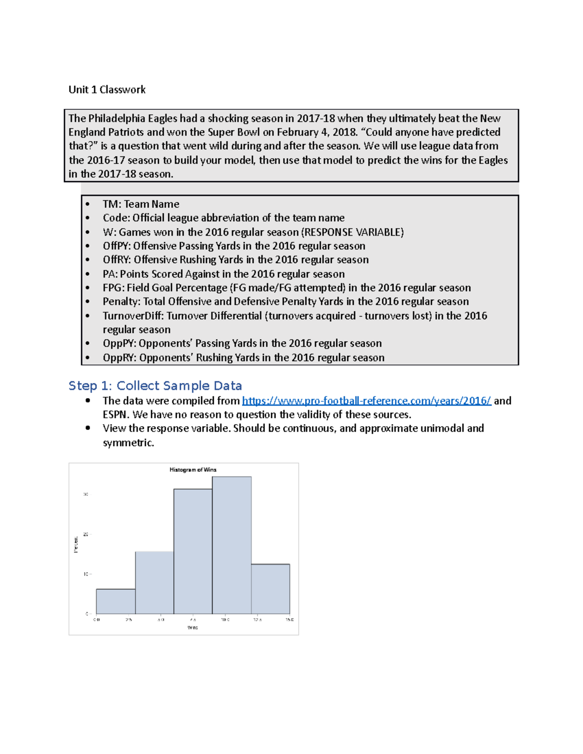 Unit 1 Multiple Regression and Model Utility Assignment - Unit 1 Classwork The Philadelphia ...