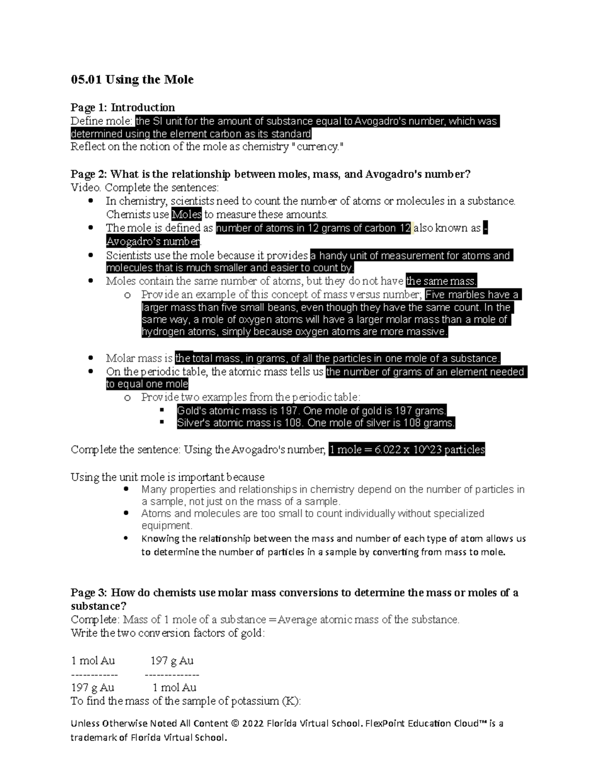 05 01 journal - Mrs. Newmans notes - 05 Using the Mole Page 1 ...