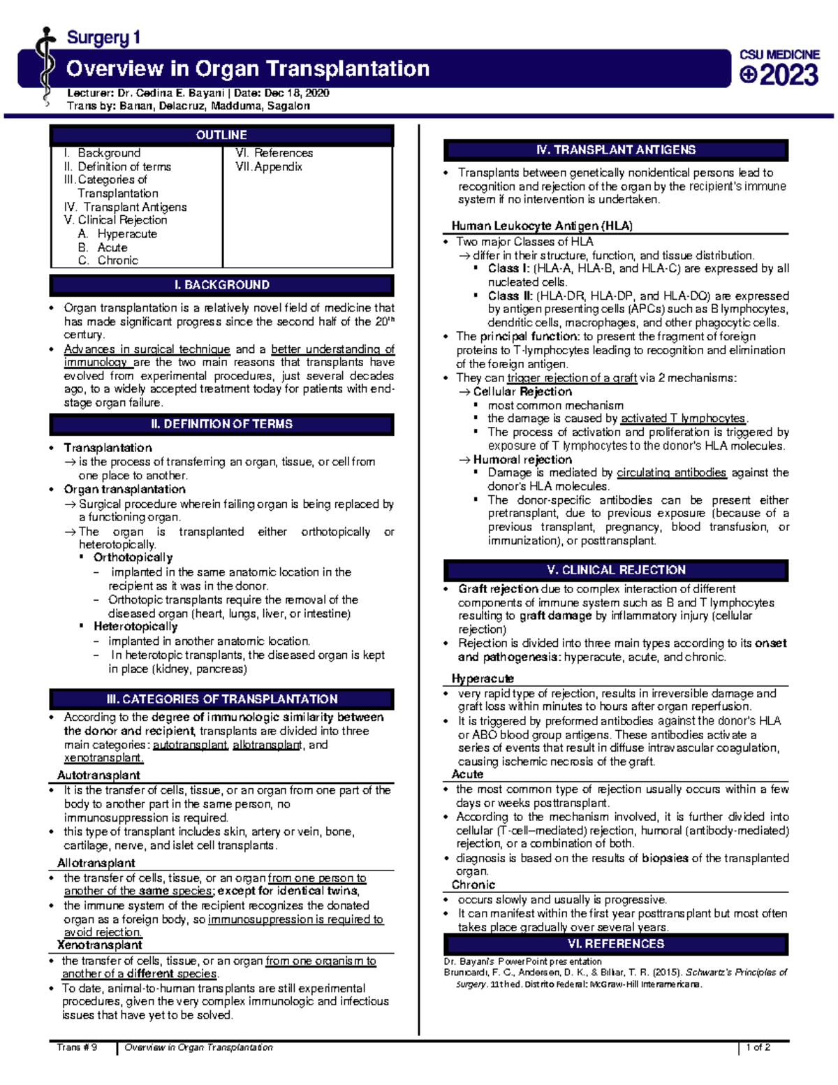 2023.Surgery - Notes and Modules - Trans # 9 Overview in Organ ...